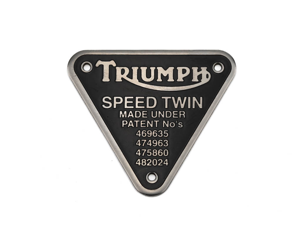 Triumph Speed Twin Patent Plate - Britcycle Parts Company